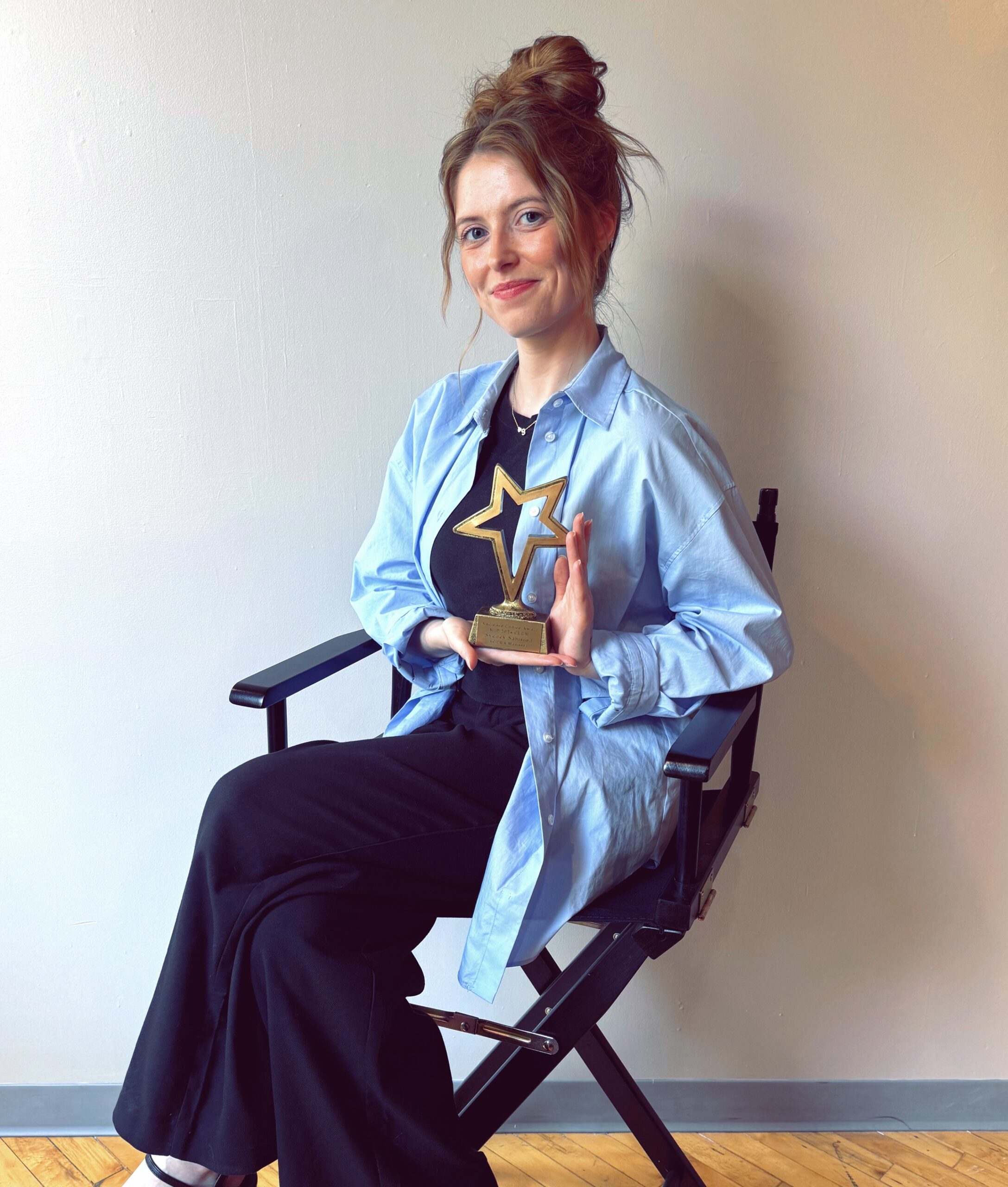 Sydney Sabiston with her Audience Choice MIP Award - Film Training Manitoba